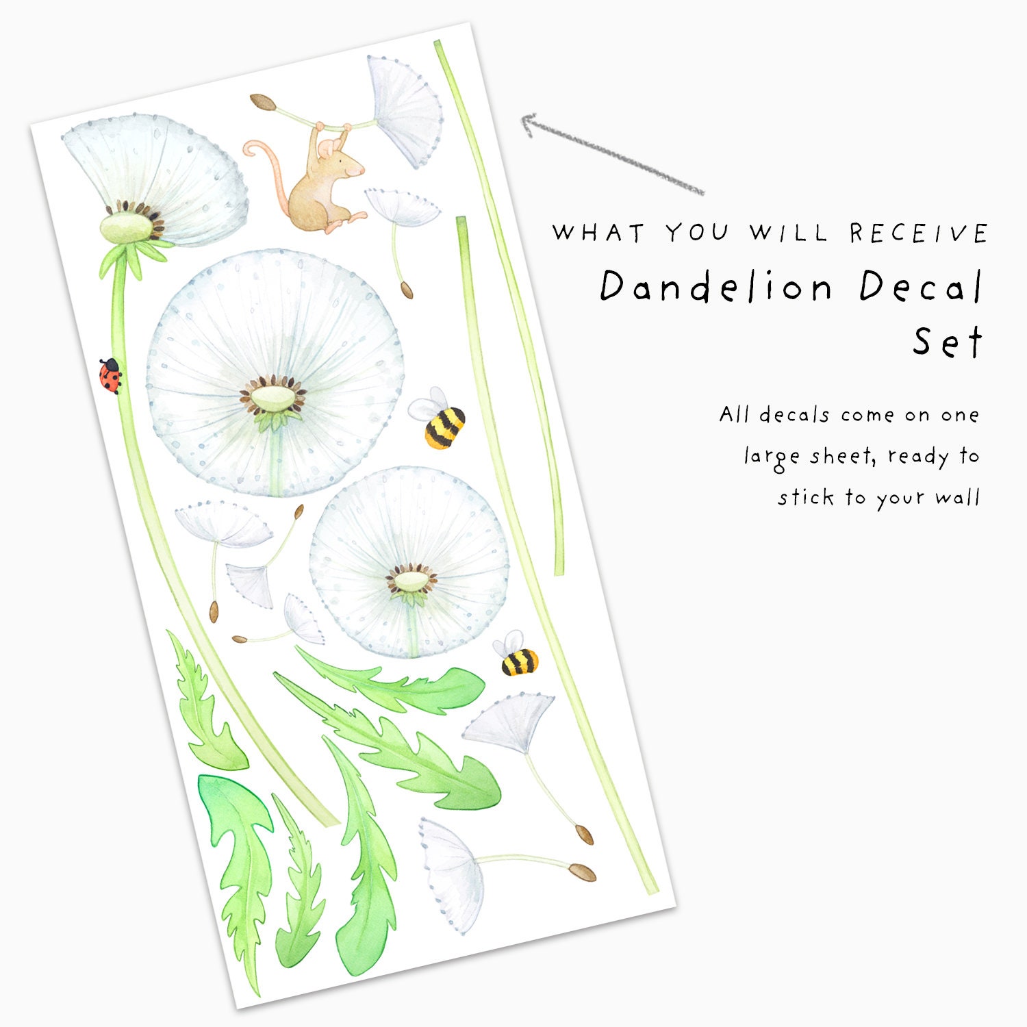 Dandelion Wall Decal Peel and Stick Fabric Wall Stickers for - Etsy