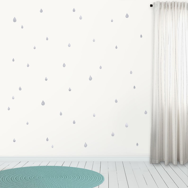 Fabric Wall Decal Raindrop Nursery Watercolour Room Decor - Etsy
