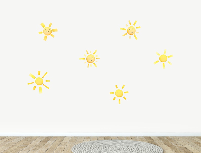 Fabric Wall Decal, Sunshine and Rainbows, Kids Watercolour Decal, Wall ...