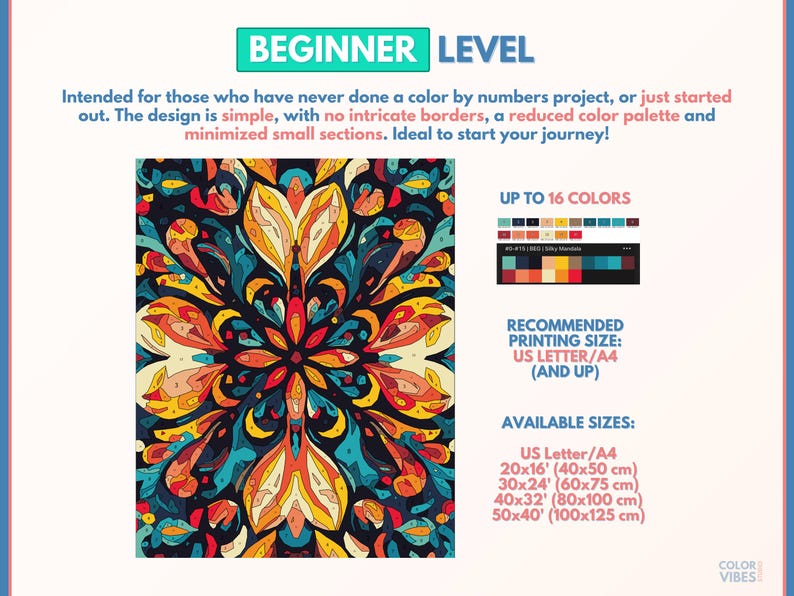 Color by Numbers for Adults "silky Mandala" / Printable Paint by ...