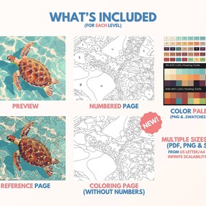 Color by Numbers for Adults “floating Turtle” / Printable Paint by ...