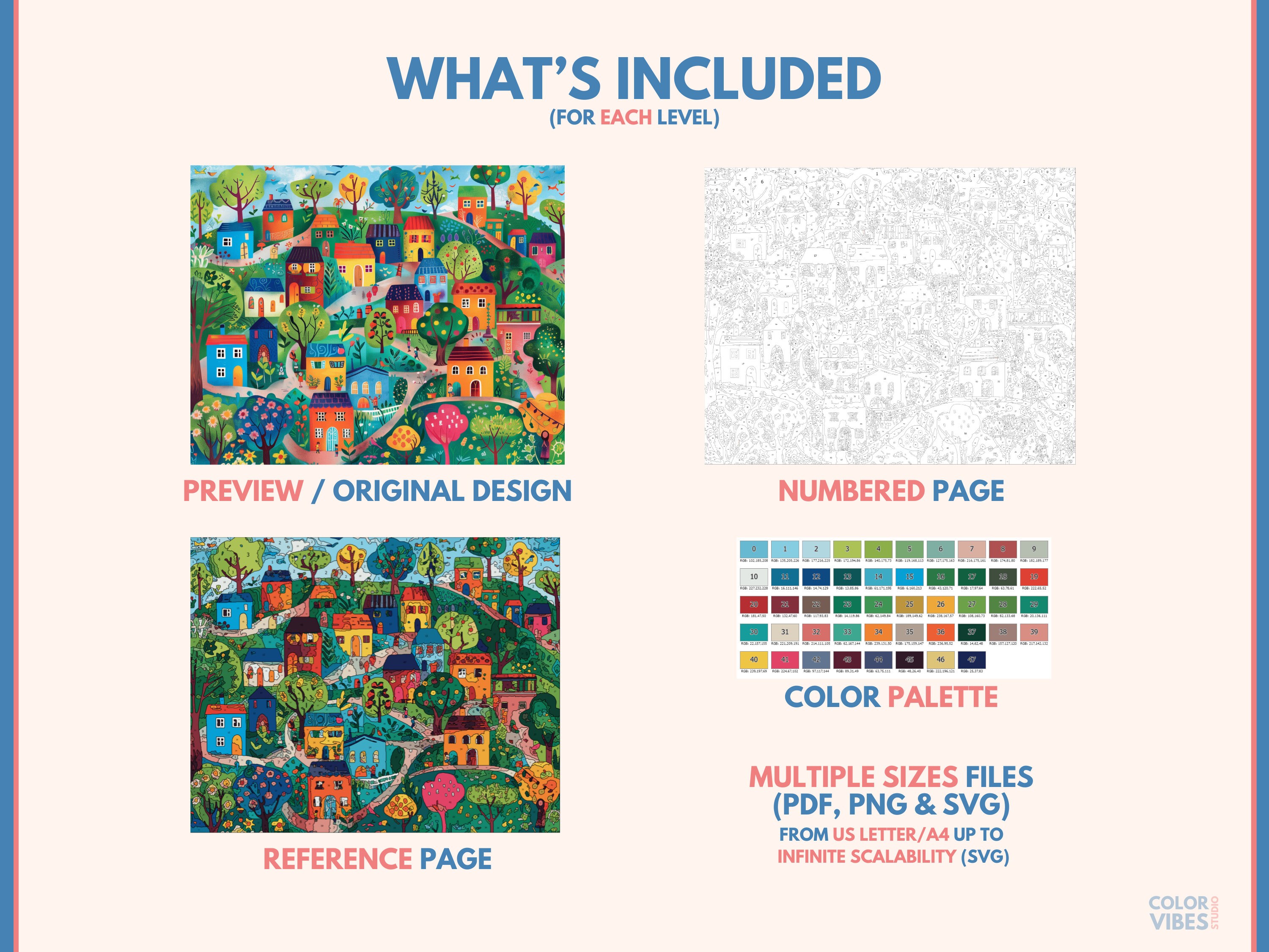 Color by Numbers for Adults folklore Village / Printable Paint by ...