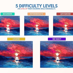 Color by Numbers for Adults "ocean Sunrise" / Printable Paint by ...