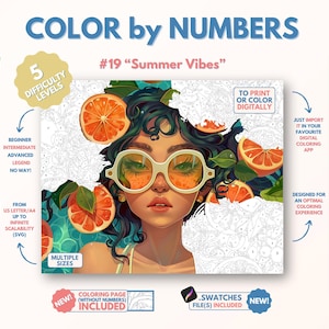 Color by Numbers for Adults “summer Vibes” / Printable Paint by Numbers ...