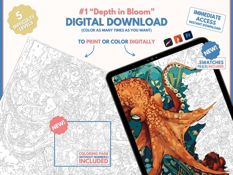 Color by Numbers for Adults "depth in Bloom" / Printable Paint by ...
