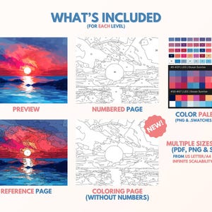Color by Numbers for Adults "ocean Sunrise" / Printable Paint by ...
