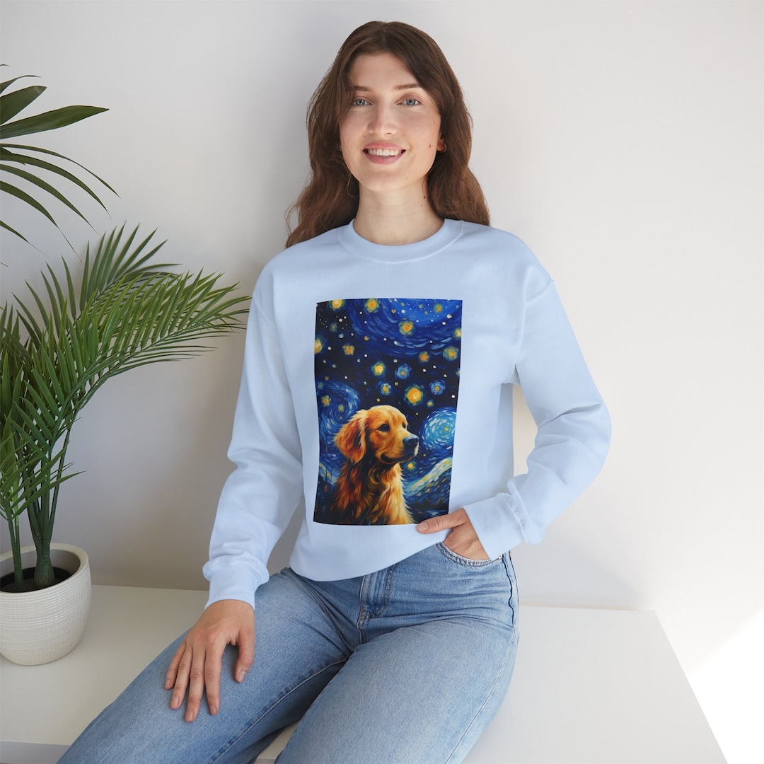 Starry Night With a Golden Retriever, Soft Blend Sweatshirt, Colour ...