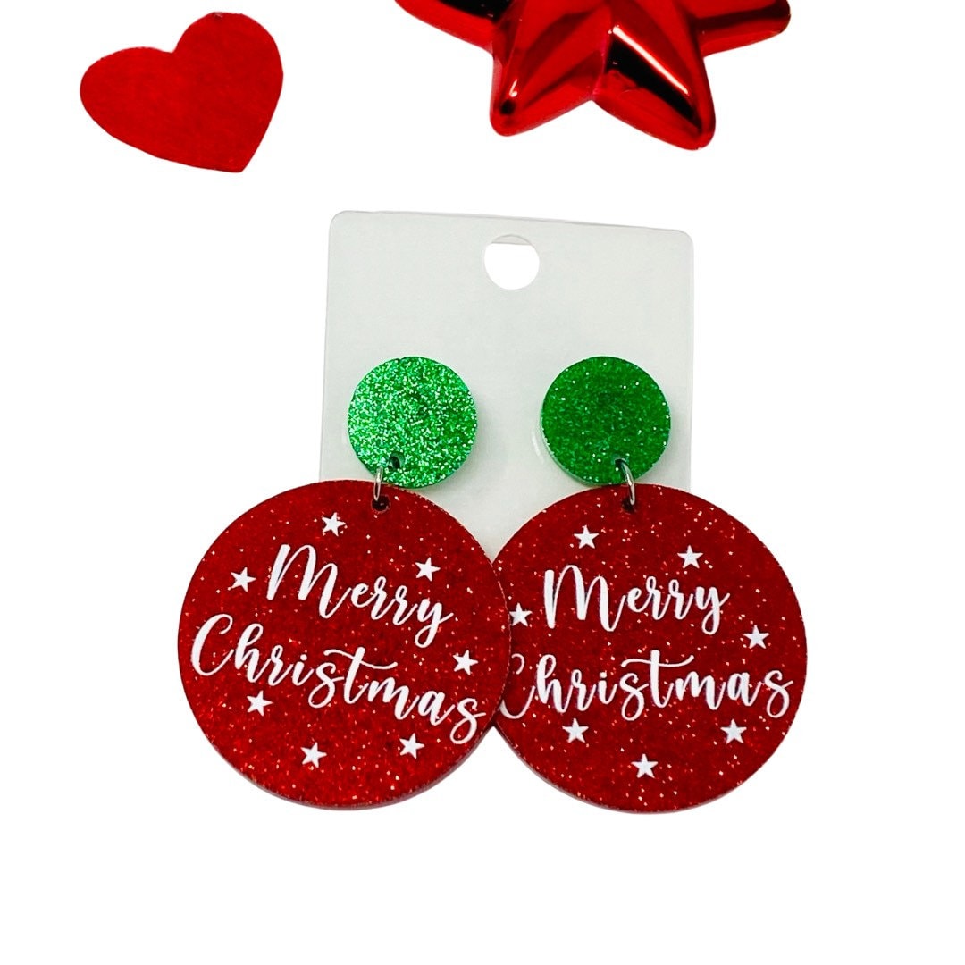 Merry Christmas Earrings, Christmas Earrings, Dangle & Drop Earring ...