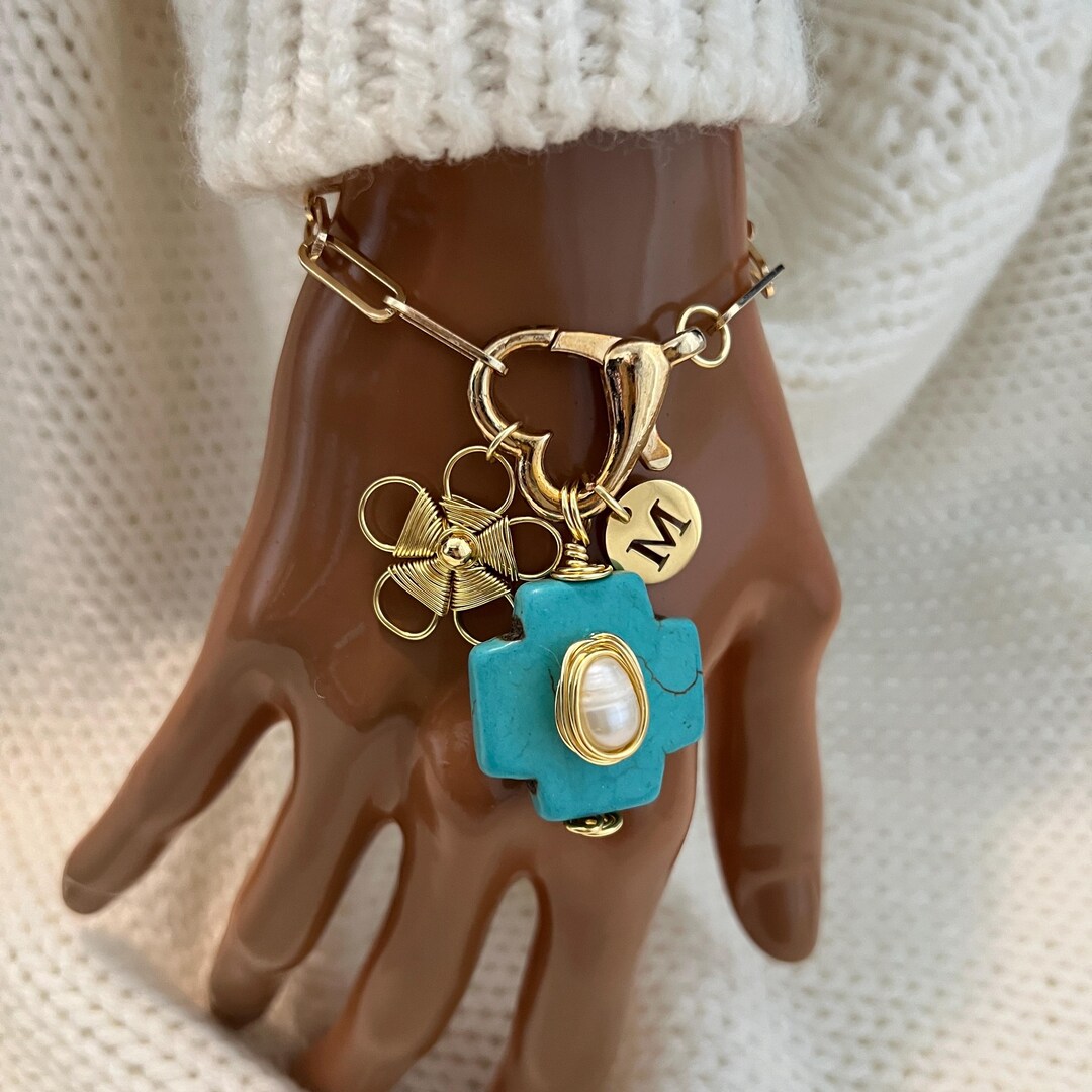 Build Your Own Custom Gold Charm Bracelet, Carabiner Chunky Charm ...