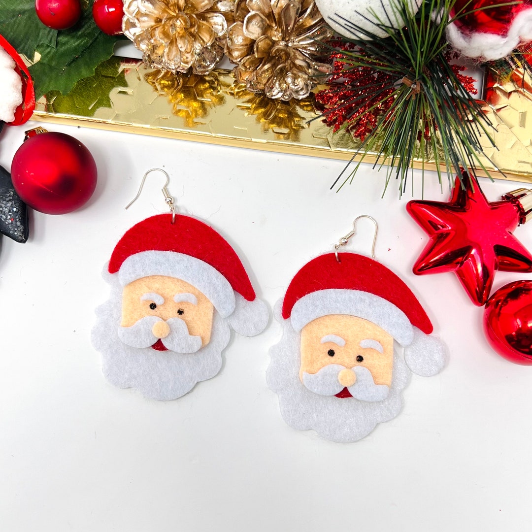 Merry Christmas Earrings Santa Earrings Dangle and Drop - Etsy