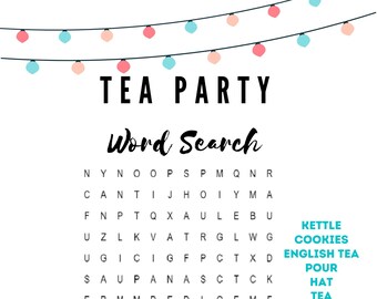 Tea Party Word Search - Etsy