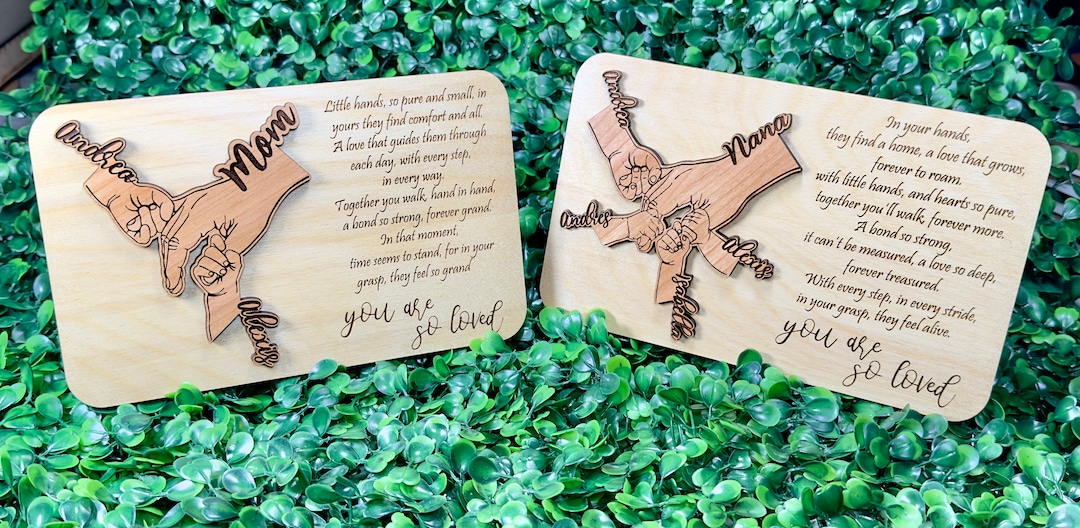 Mother’s Day or Grandparents Day Gift – Personalized Hand in Hand Wood ...