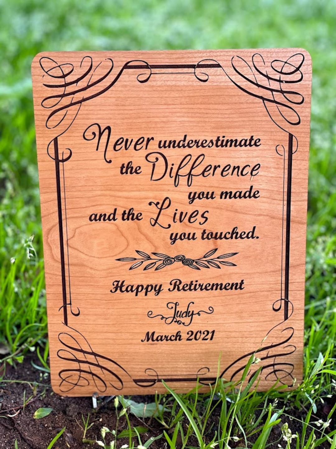 Personalized Retirement Wood Plaque, Beautiful Cherry Wood , Happy ...