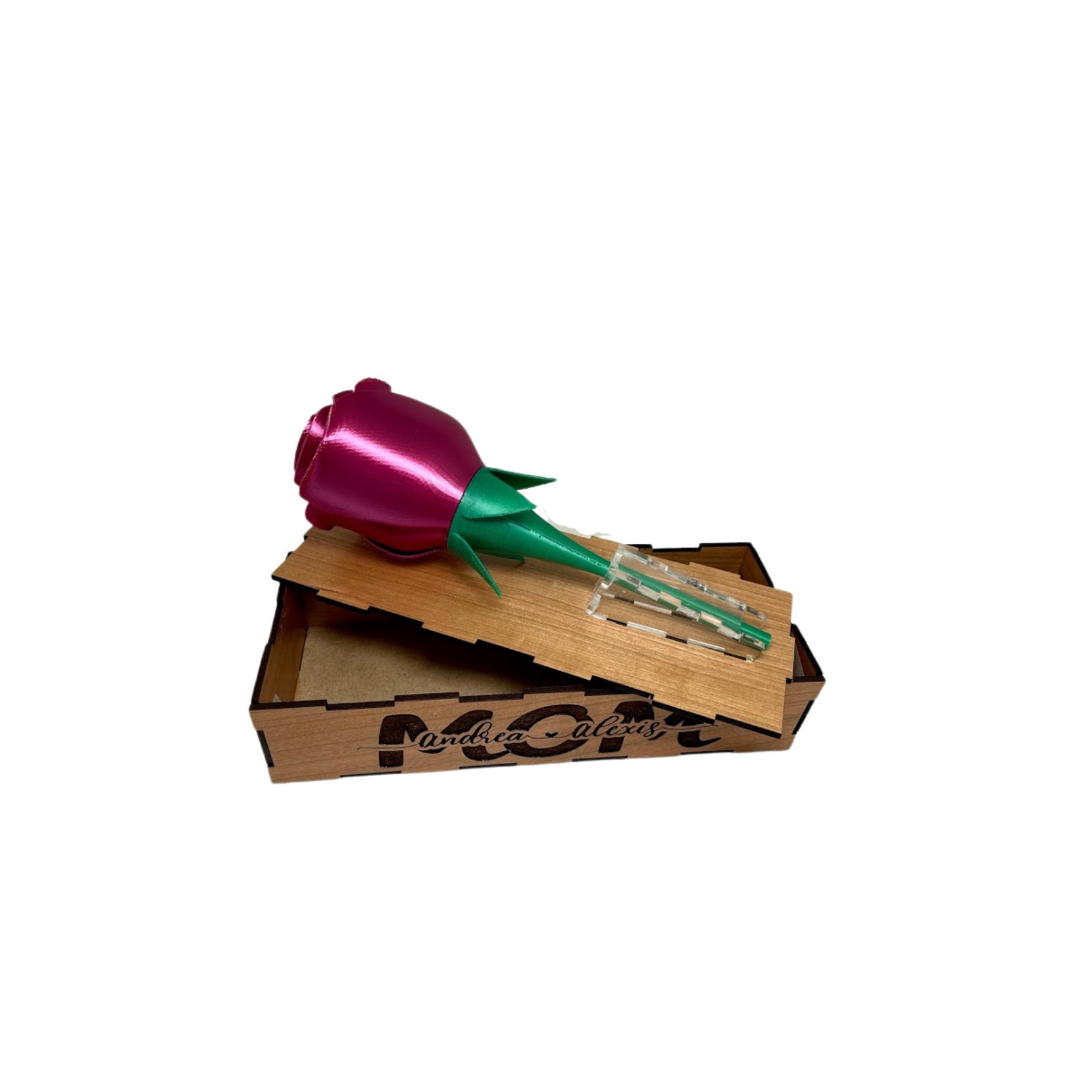 Mother's Day Personalized 3D Printed Rose Cherry Wood Box | Etsy