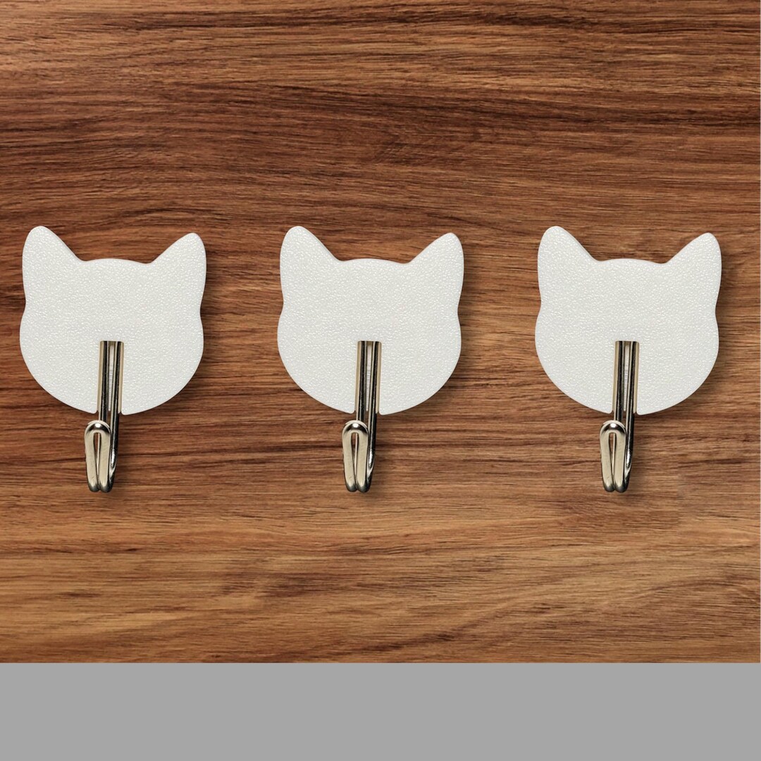 Cat Shaped Wall Hook Adhesive Hook for Keys Lanyard Cute Cat Decor for ...