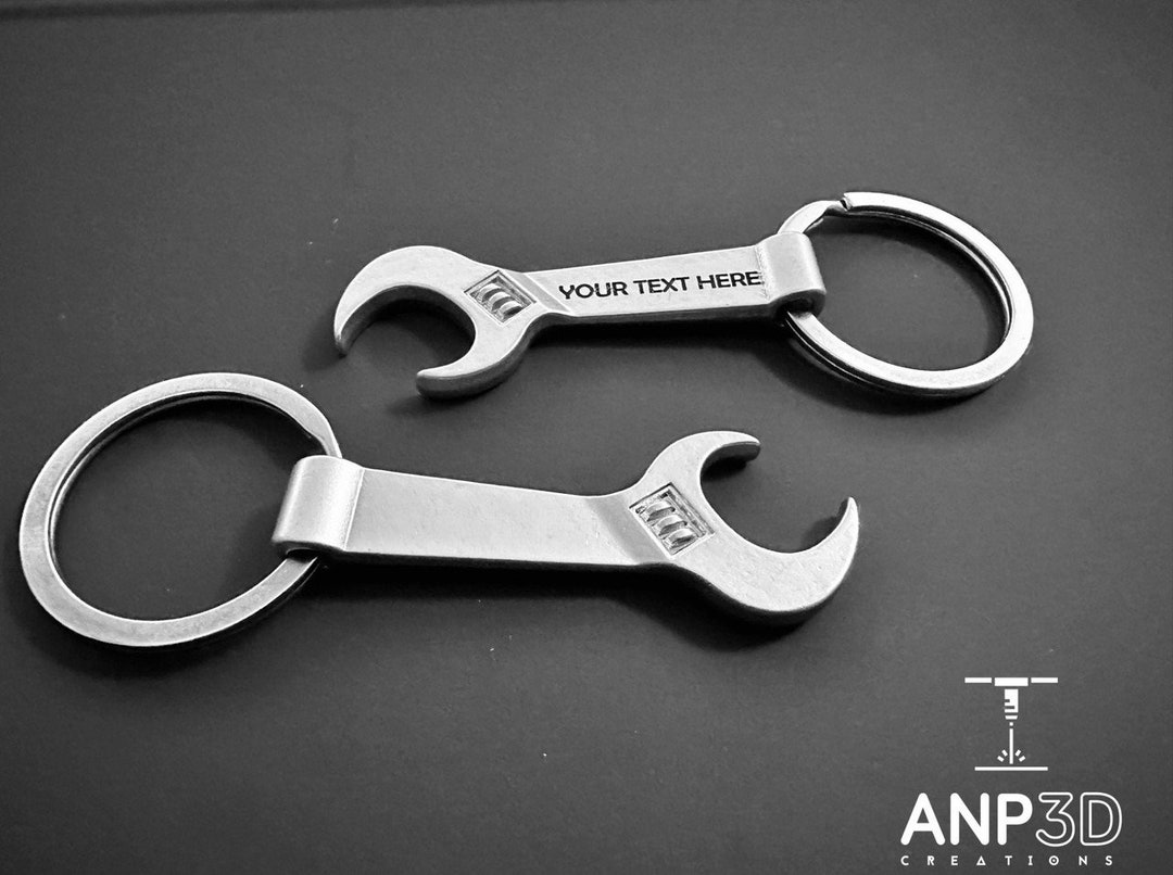 Personalized Wrench Shape Bottle Opener Keychain, Birthday Gift ...