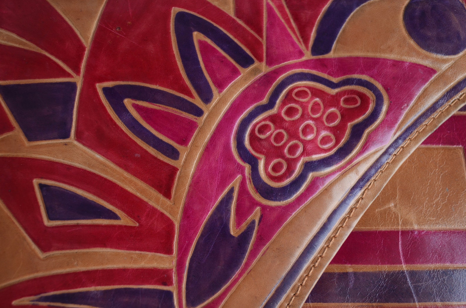 VINTAGE LARELLA CLUTCH, 1970's, Genuine Leather, Made in India, Floral ...