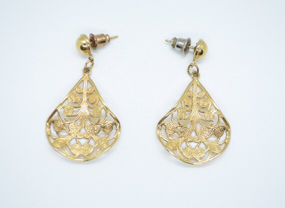 VINTAGE 1990's Dangle Earrings Gold Tone Pierced - Etsy