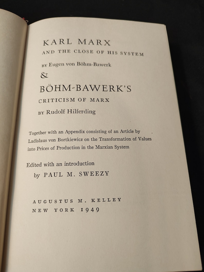 Karl Marx and the Close of His System by Eugen Von Bohm-bawerk - Etsy