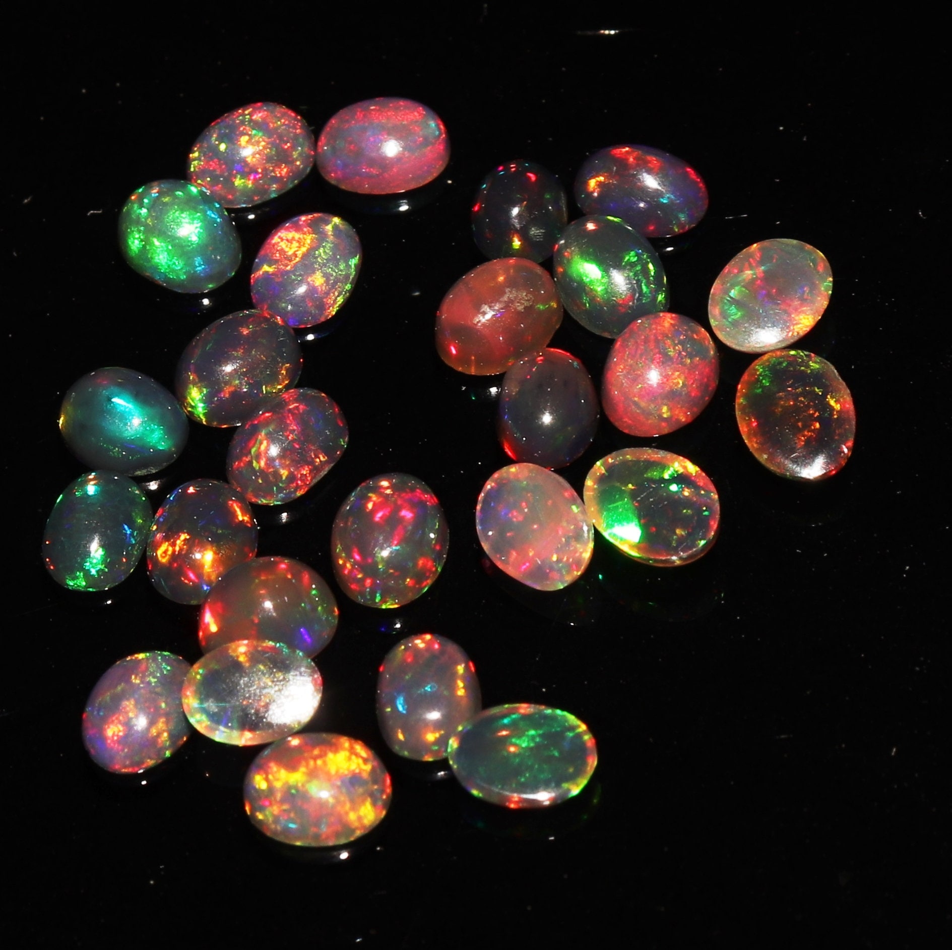 Handmade Natural Ethiopian Welo Fire Black Opal 4x6 Mm - Etsy