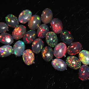 Handmade Natural Ethiopian Welo Fire Black Opal 4x5 Mm - Etsy