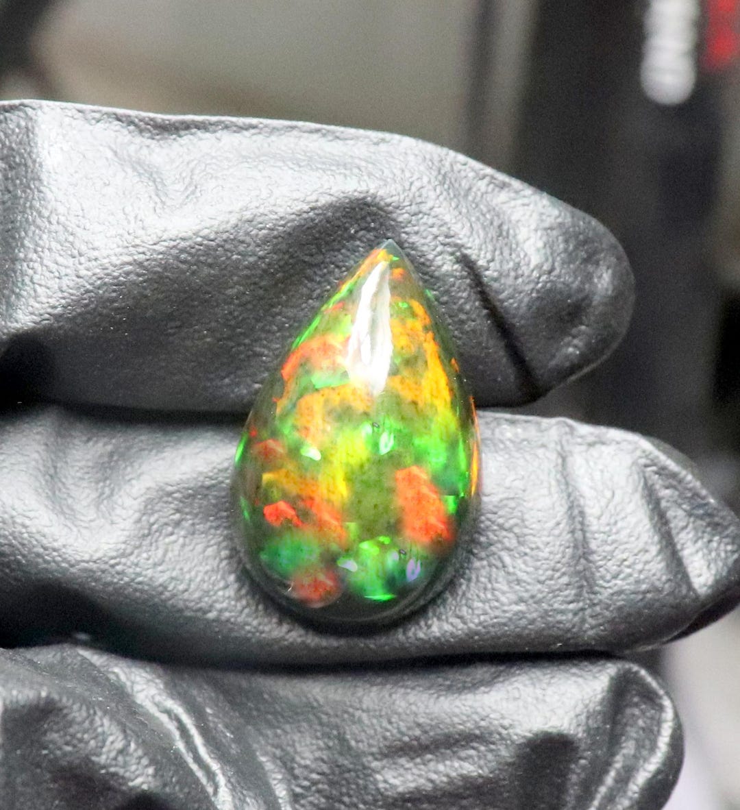 Natural Ethiopian Black Fire Opal Cabochon Pear 23.70 Carat - Large ...