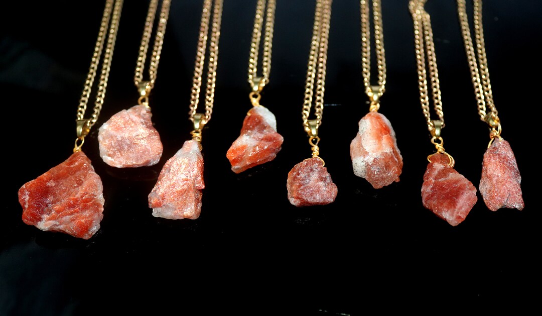 Raw Sunstone Pendant With Chain - Ready to Wear Healing Necklaces ...