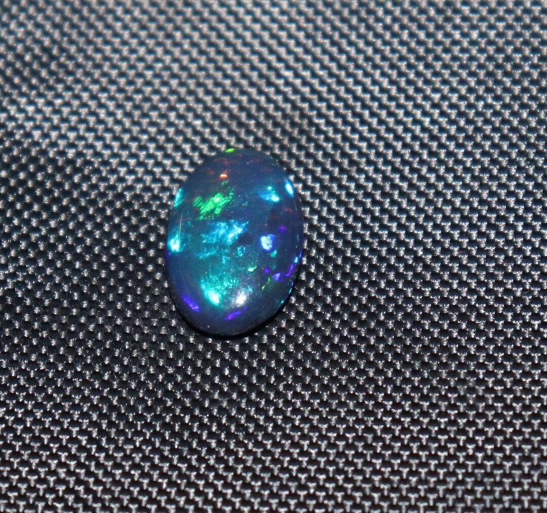 2.05 Carat 9 X 13.5 MM Natural Ethiopian Black Opal Gemstone Cabochon ...
