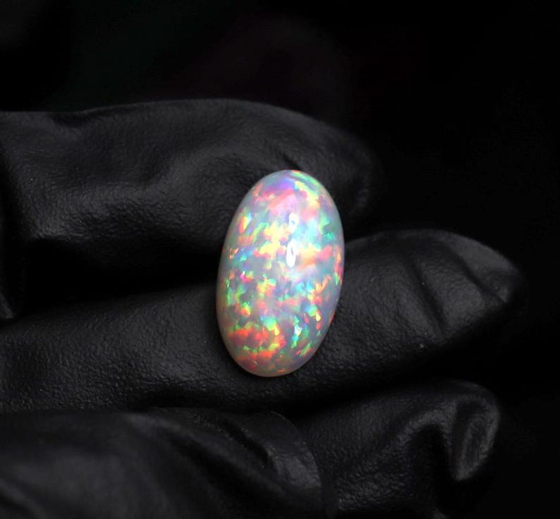 14 Carat Ethiopian Fire Opal Cabochon: Oval Opal Gemstone 13.5x24mm ...