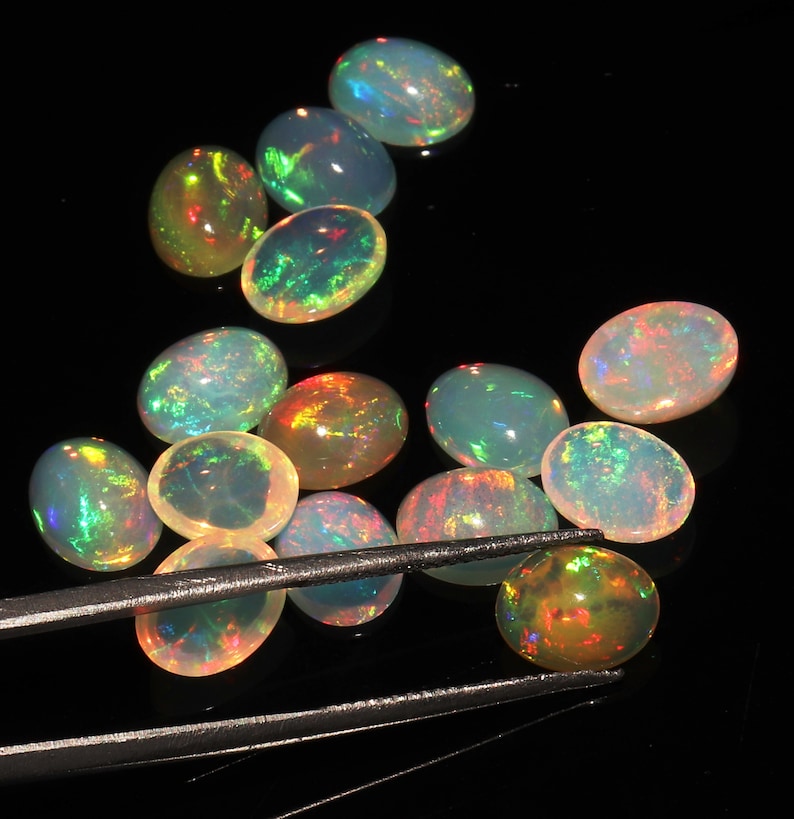 Natural Ethiopian Welo Fire Opal 7x9 mm cabochon / Opal Stone | Etsy