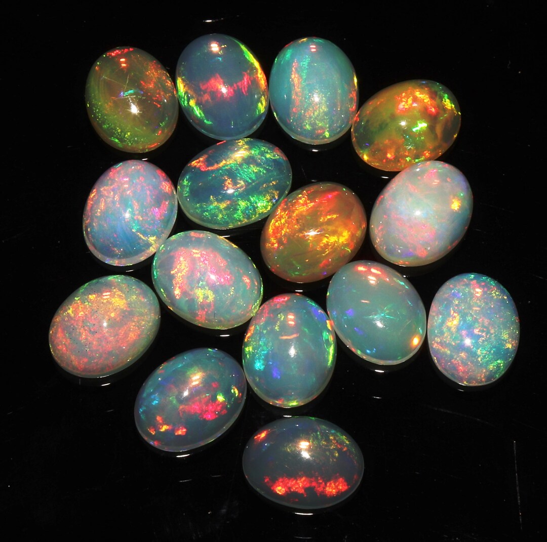 Natural Ethiopian Welo Fire Opal 7x9 Mm Cabochon / Opal Stone ...