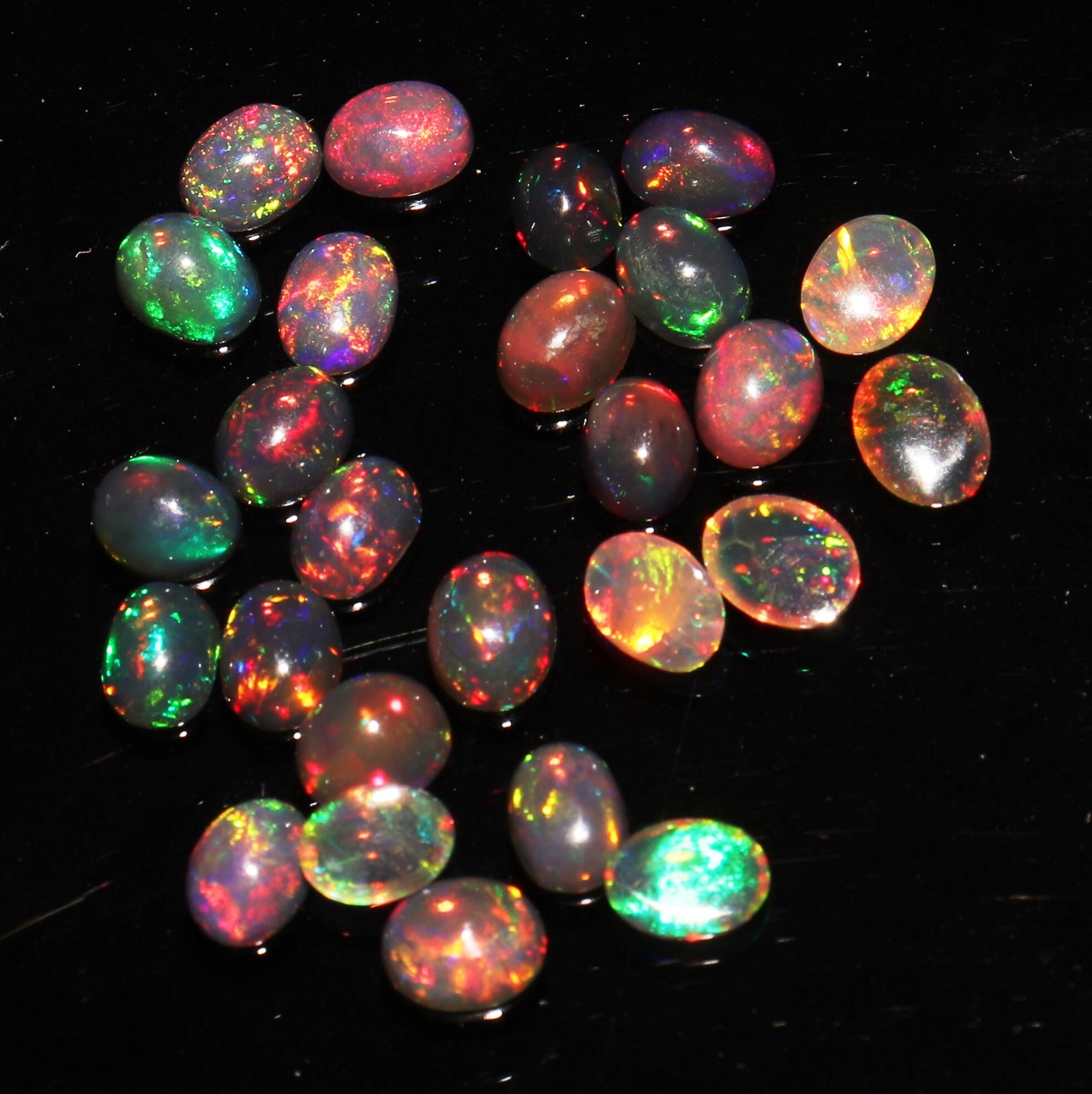 Handmade Natural Ethiopian Welo Fire Black Opal 4x6 mm | Etsy