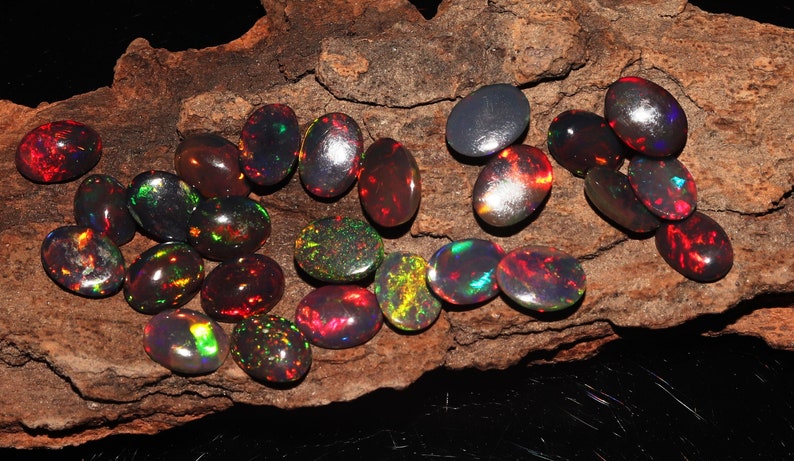 Handmade Natural Ethiopian Welo Fire Black Opal 4x5 mm | Etsy