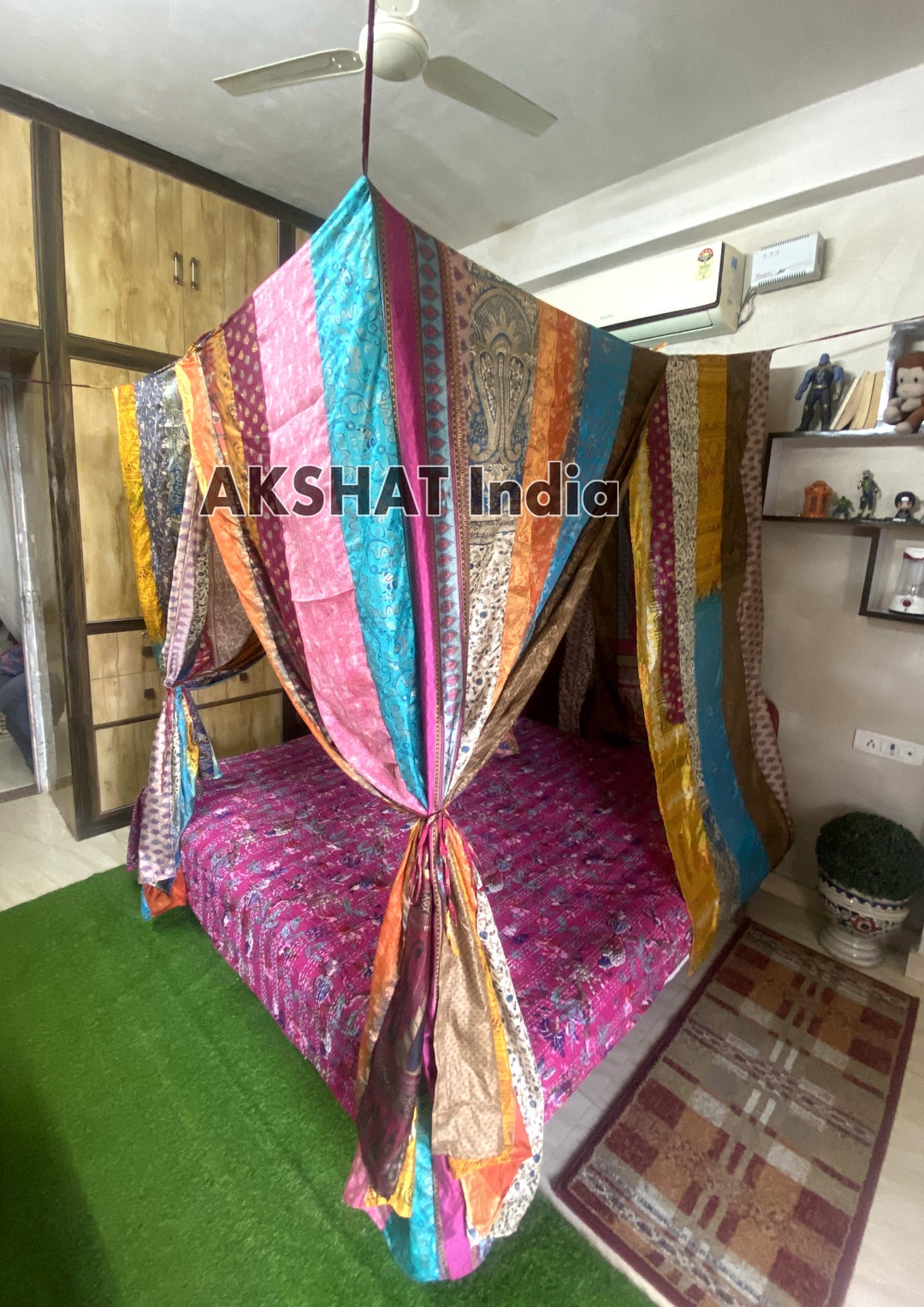 Sari Bed Canopy Bohemian Bed Canopy Boho Decor Matching Colours Bed ...