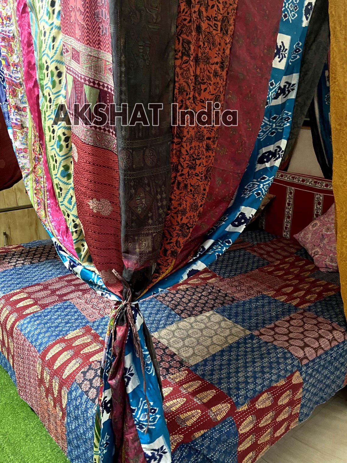 Sari Canopy,boho Sari Canopy,indian Sari Bed Canopy,bohemian Canopy ...