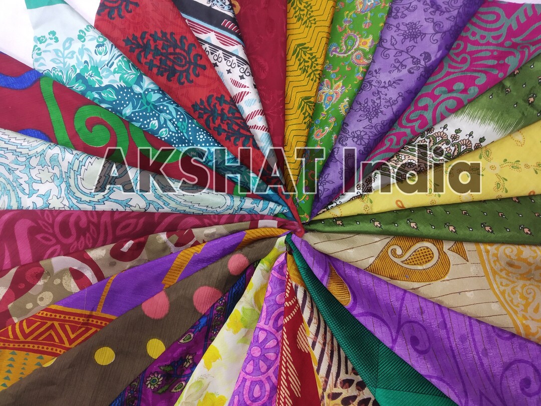 Recycled Used Silk Sari Remnants, Vintage Silk Scrap Fabric for Easter ...