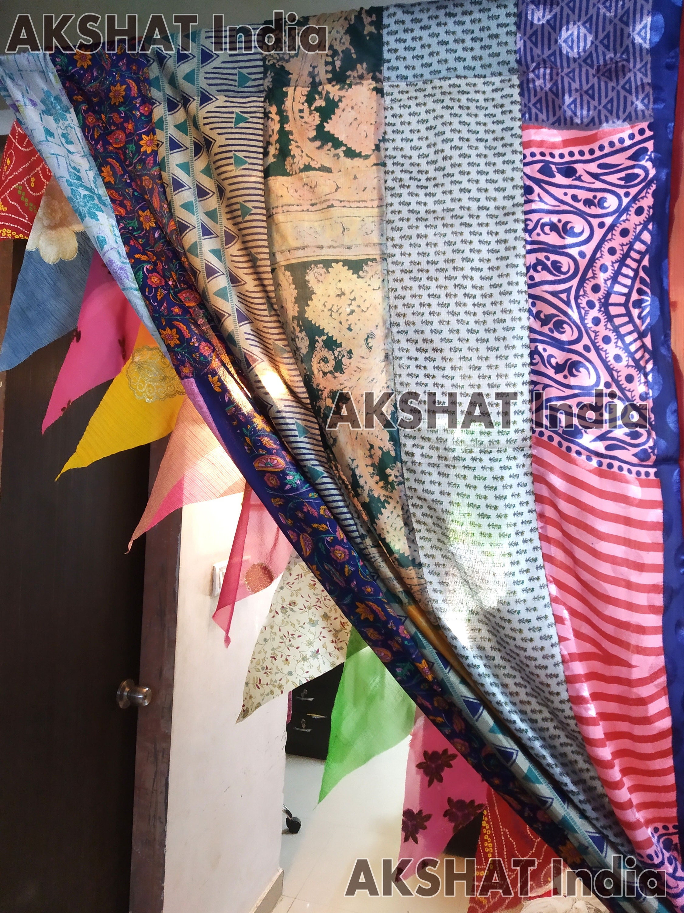 Upcycled Curtain,home Door Window Curtain,patchwork Curtain,multicolour ...