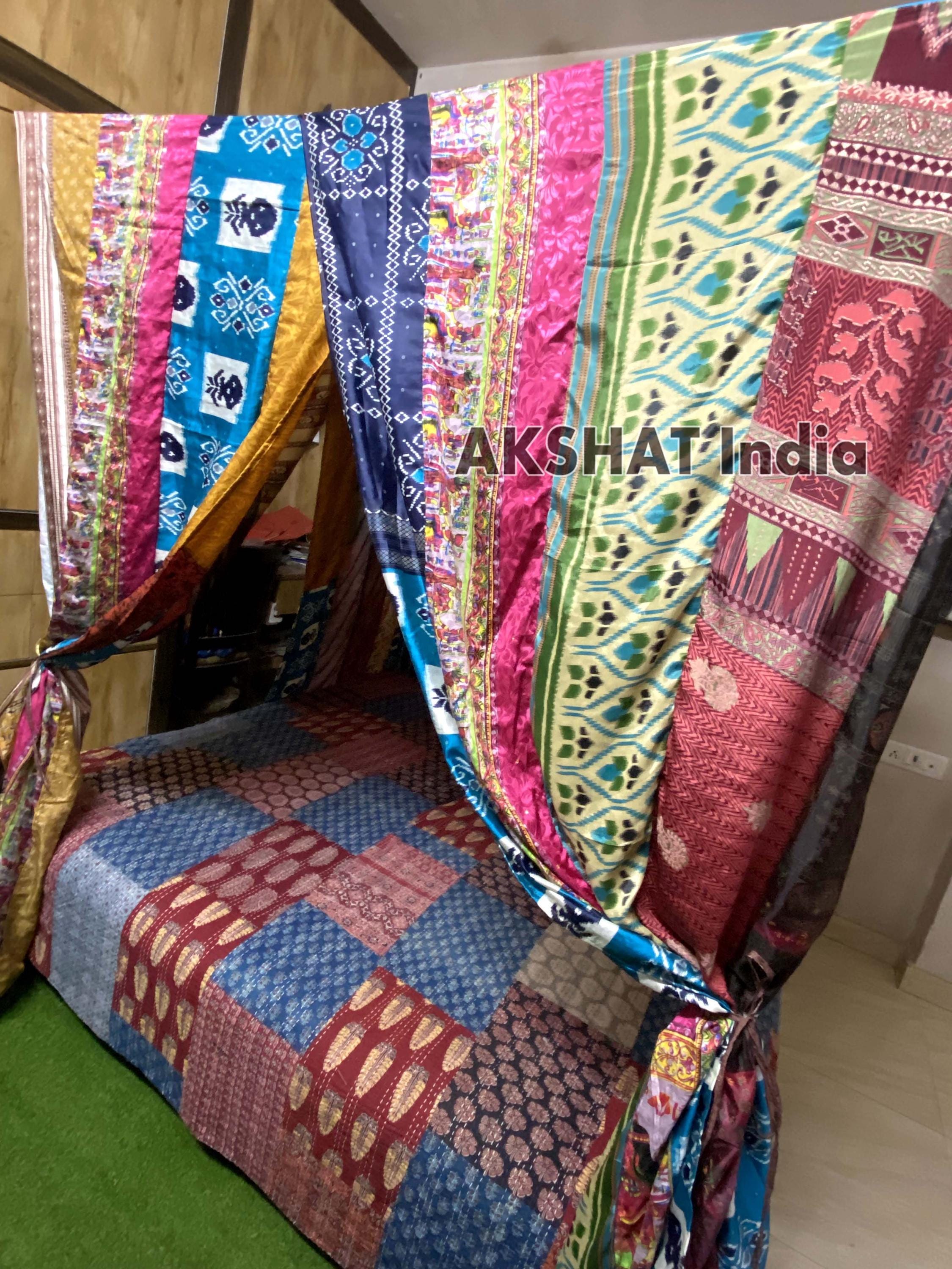 Sari Canopy,boho Sari Canopy,indian Sari Bed Canopy,bohemian Canopy ...