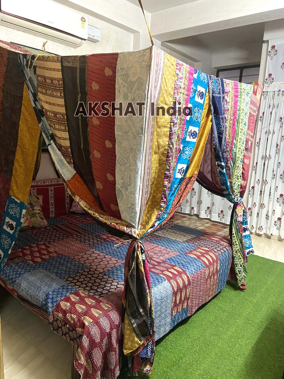 Sari Canopy,boho Sari Canopy,indian Sari Bed Canopy,bohemian Canopy ...