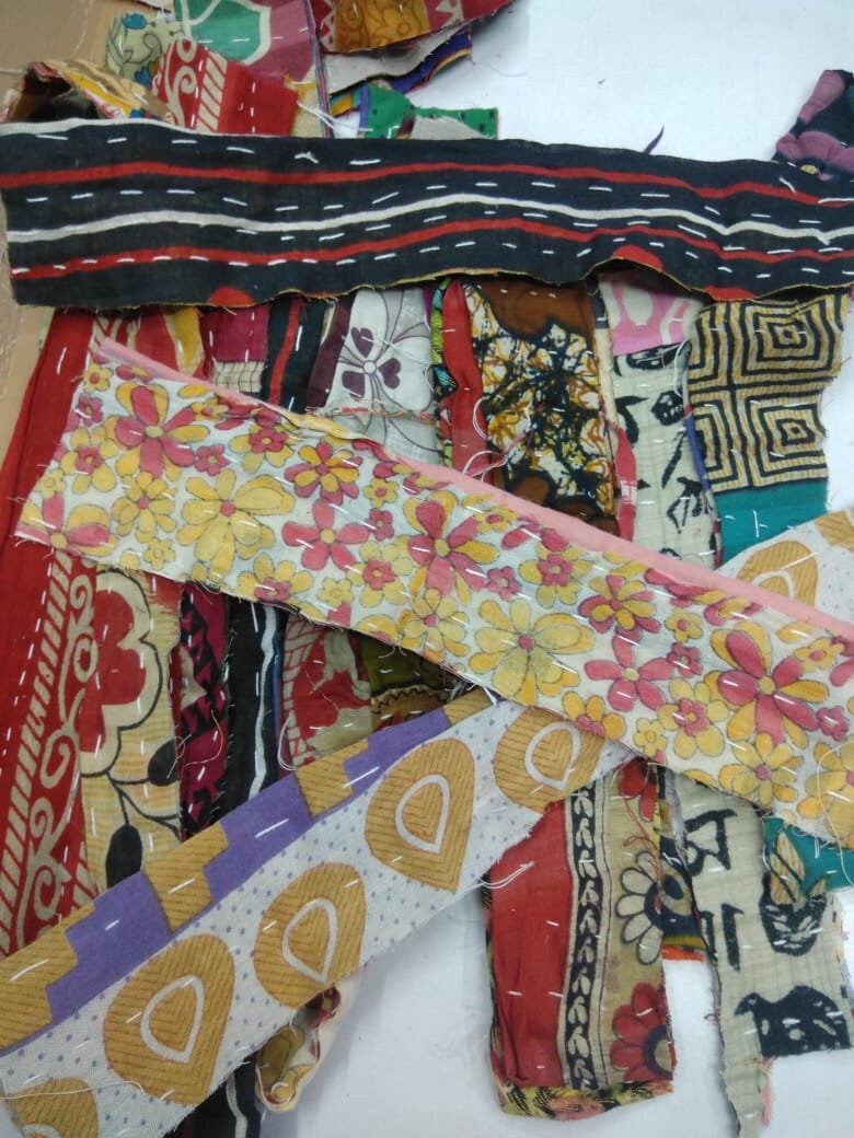 Cotton Kantha Scrap Bundles, Sustainable Fabric Waste Packs of 10pc ...