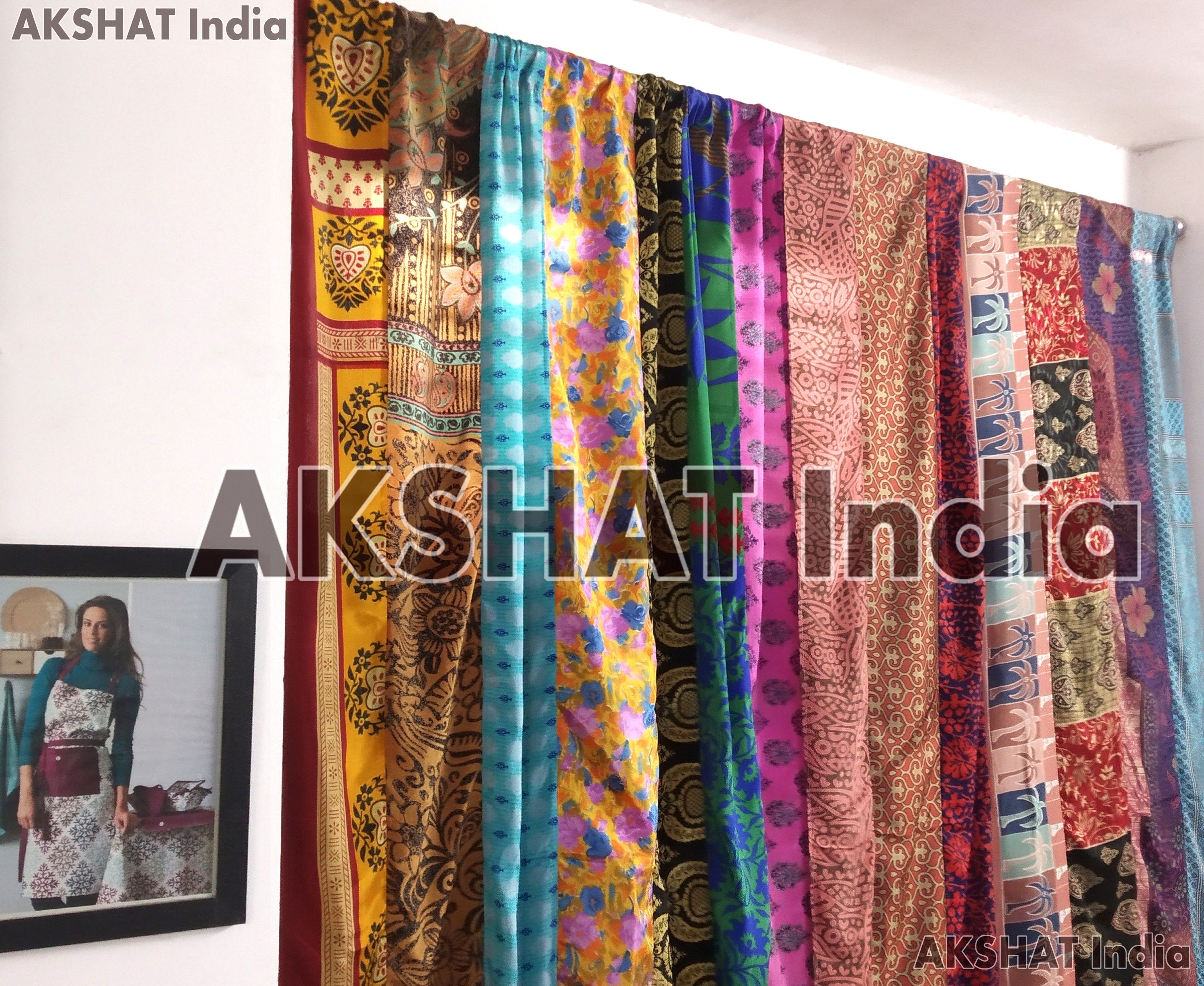 Boho Curtains Indian Saree Curtain | Handmade Patchwork Curtains for ...