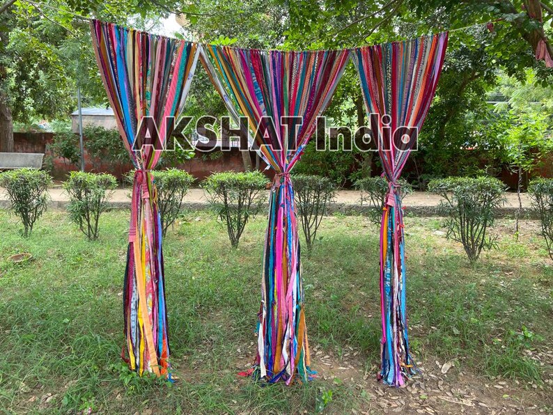 Vintage Sari Strands, Bohemian Gypsy Rag Curtains Window Bohemian ...