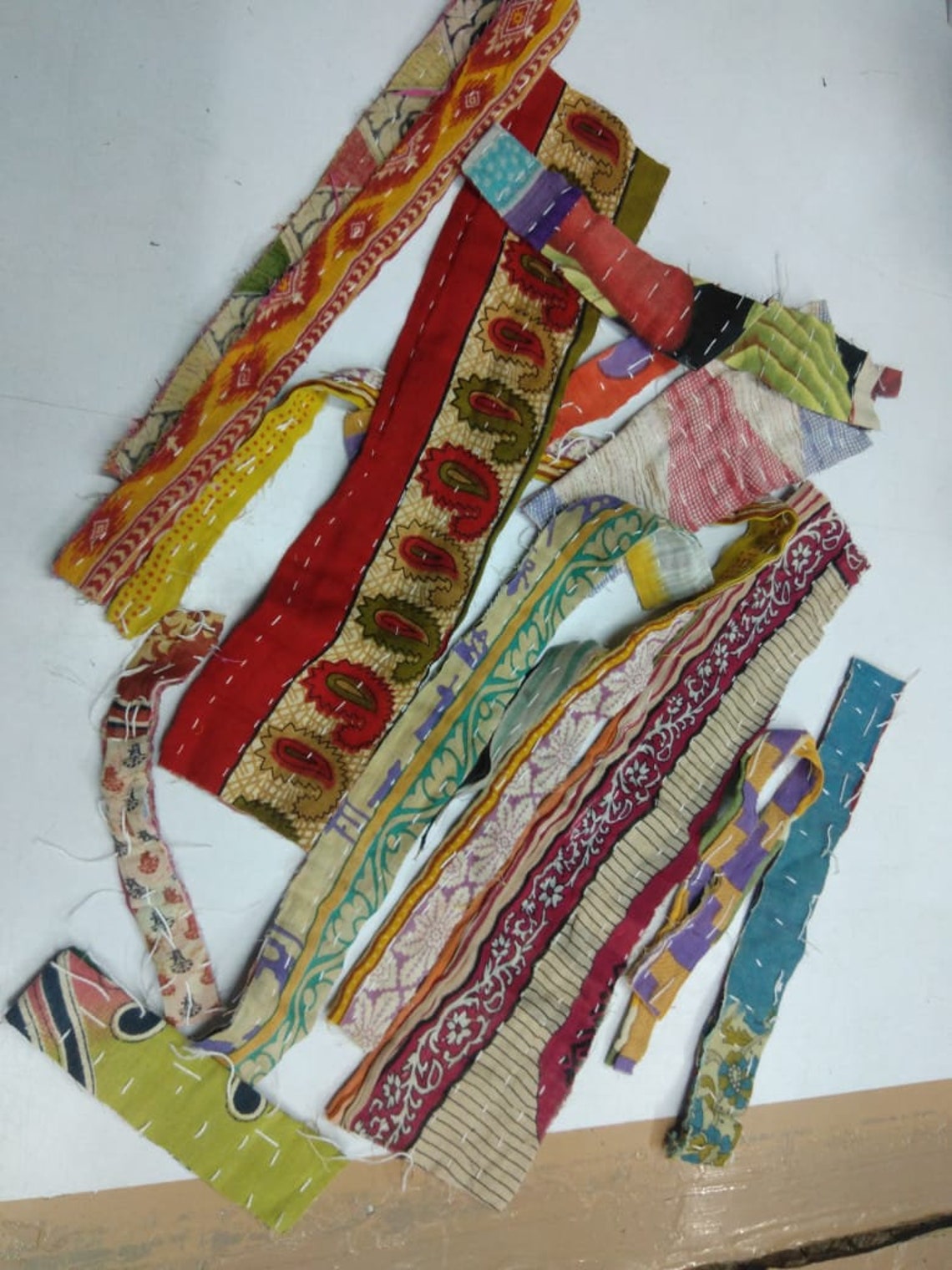 Cotton Kantha Scrap Bundles, Sustainable Fabric Waste Packs of 10pc ...