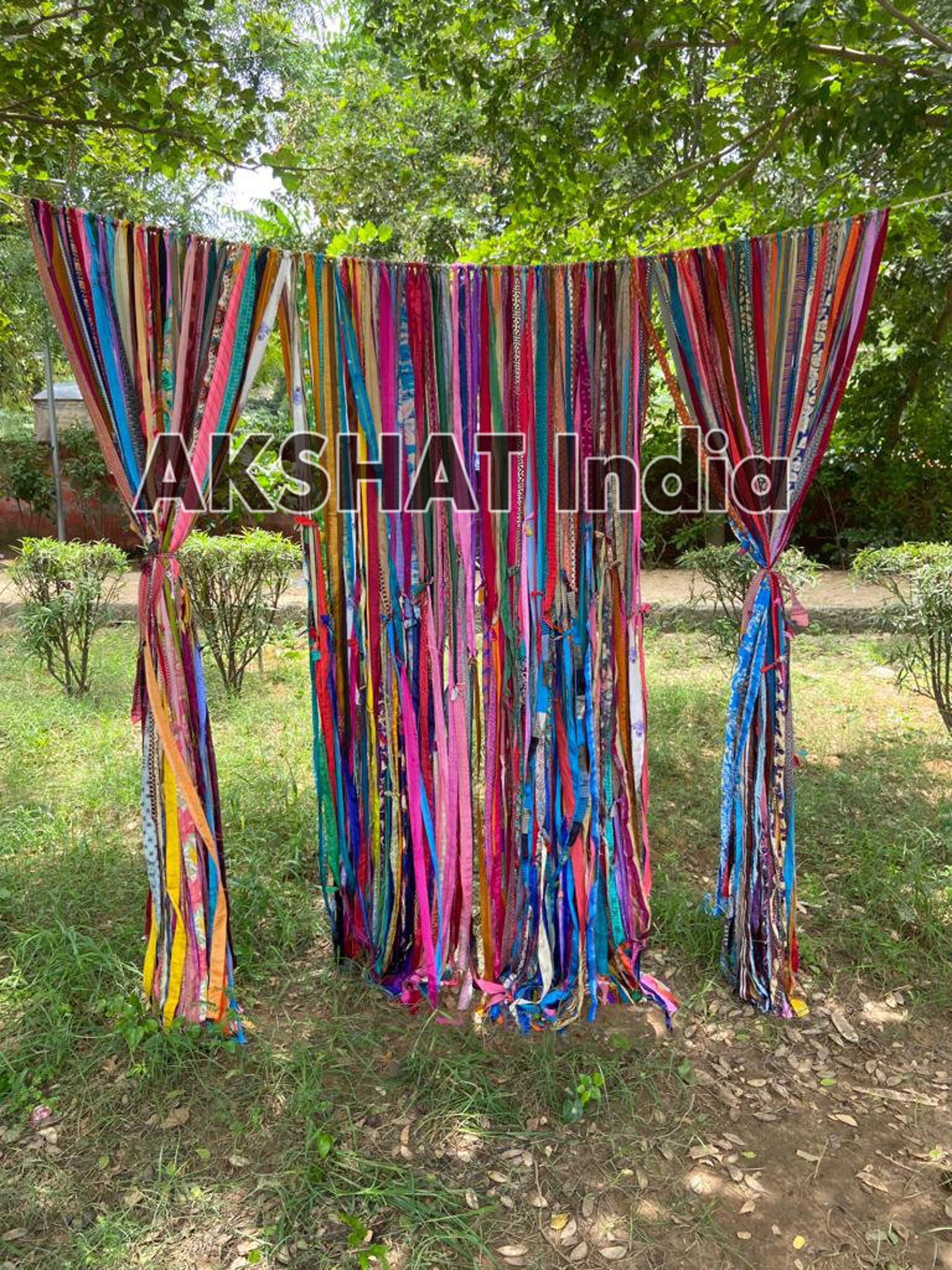 Vintage Sari Strands, Bohemian Gypsy Rag Curtains Window Bohemian ...