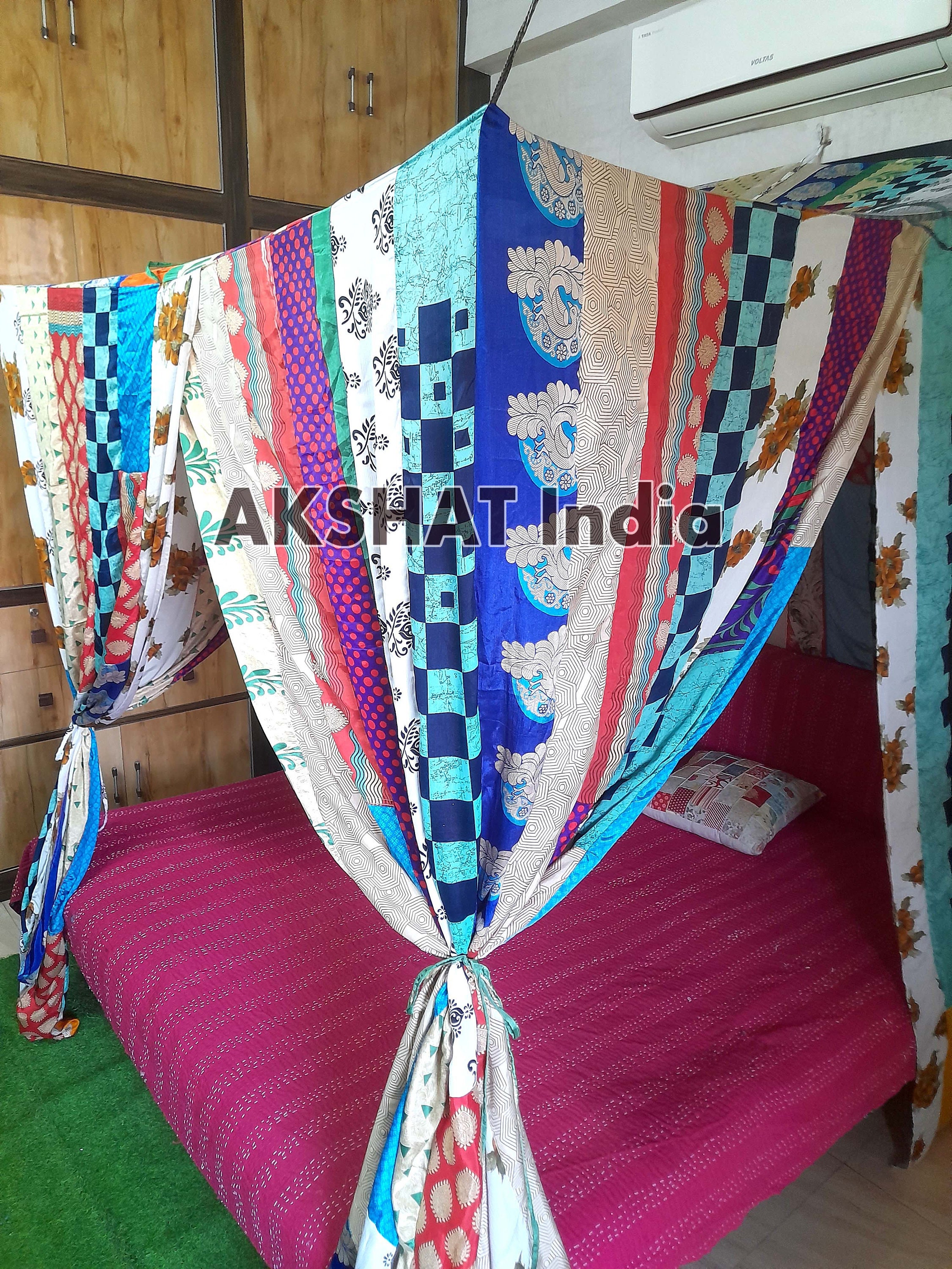 Sari Canopy, Boho Sari Canopy, Indian Sari Bed Canopy, Bohemian Canopy ...