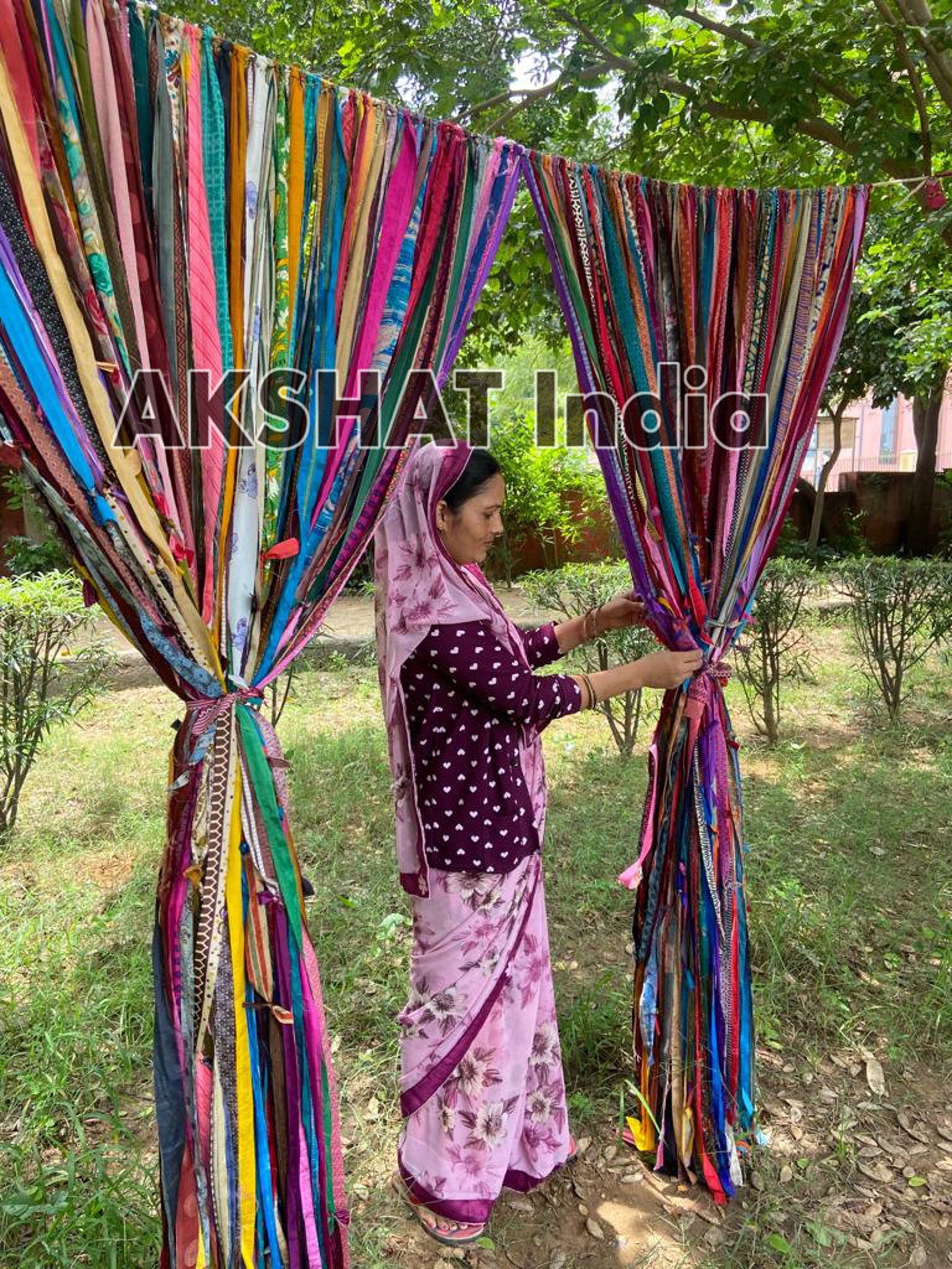 Vintage Sari Strands, Bohemian Gypsy Rag Curtains Window Bohemian ...