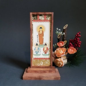 Pureland Buddhist Trinity Honzon Amida Nyorai Buddha. Knnon and Seishi ...