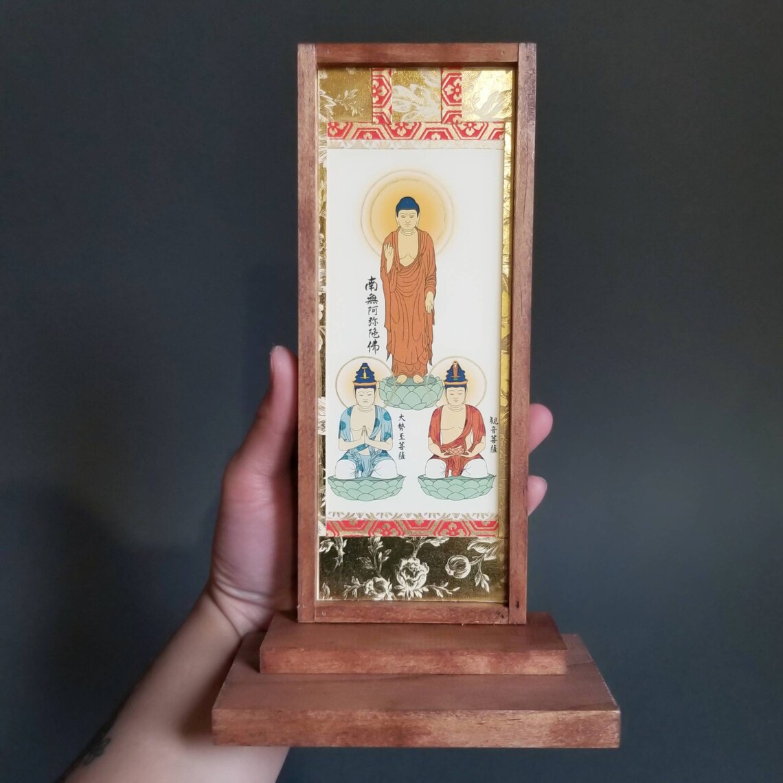 Pureland Buddhist Trinity Honzon Amida Nyorai Buddha. Knnon - Etsy