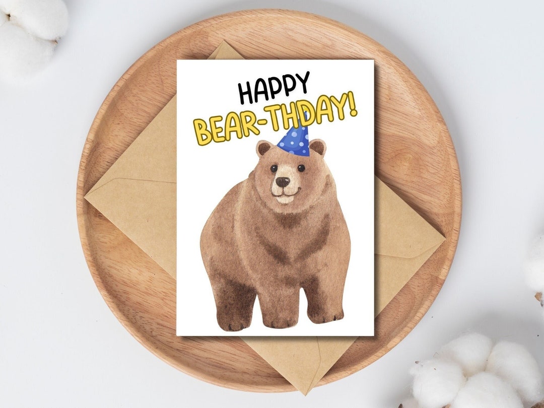 QR Code Funny Bear Birthday Card With Video Greeting Card Animal Puns ...