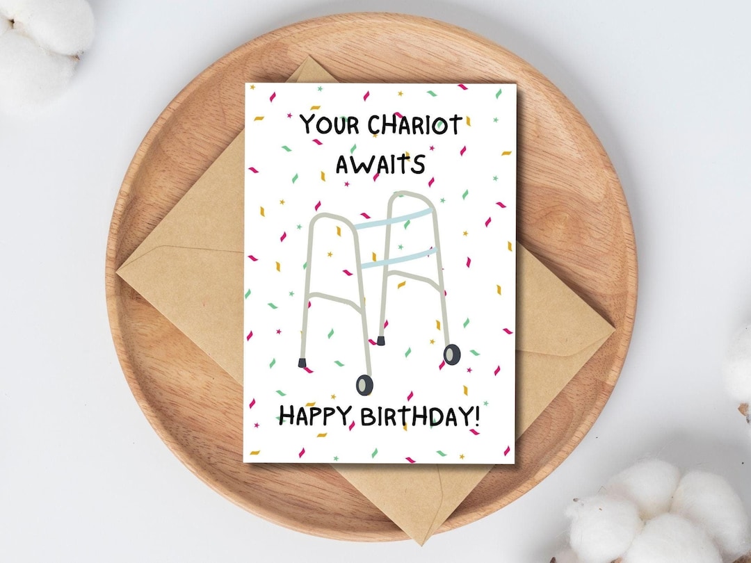 Humorous Happy Birthday Card for Seniors With Unique Walker Theme - Etsy